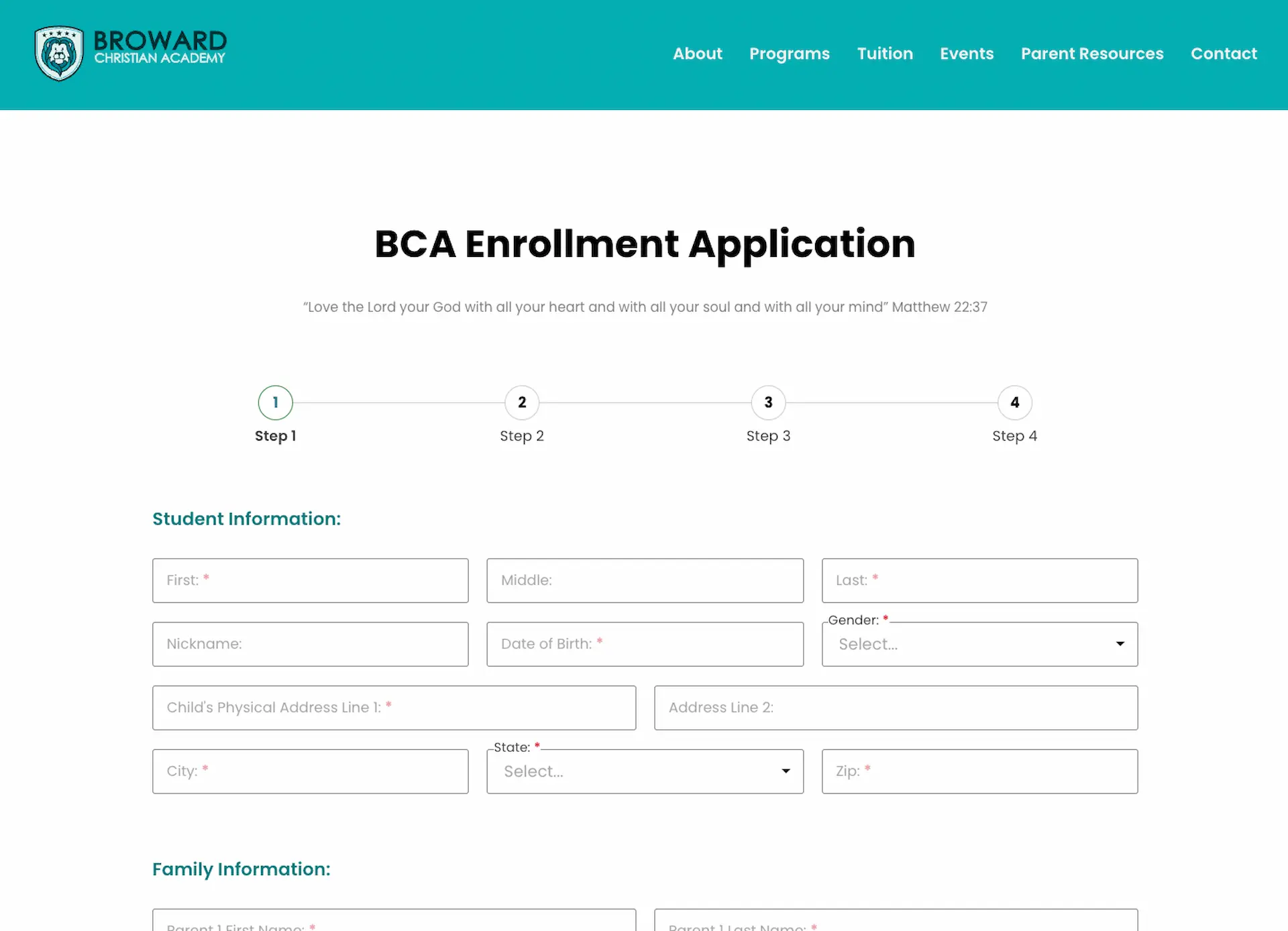 Registration | Broward Christian Academy
